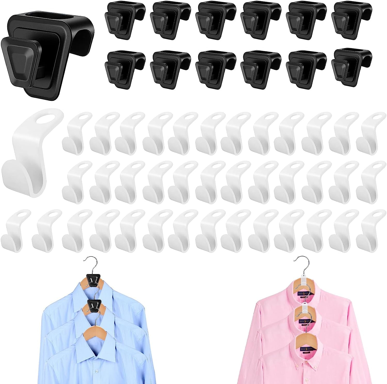 50PCS Clothes Hanger Connector Hooks, Space Saving Hanger Hooks,Heavy ...