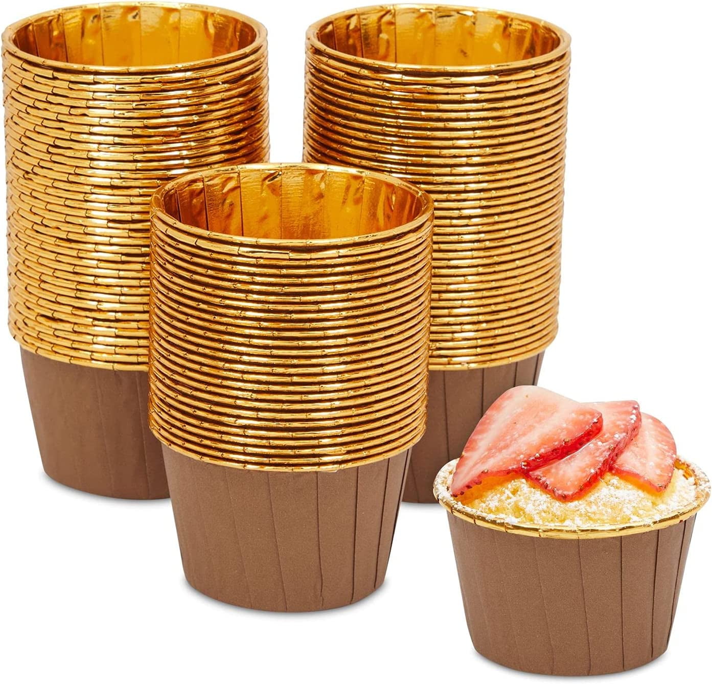 Dalrosia 50PCS Cupcake Cups, 3.5 Oz Disposable Foil Muffin Liners, Gold ...