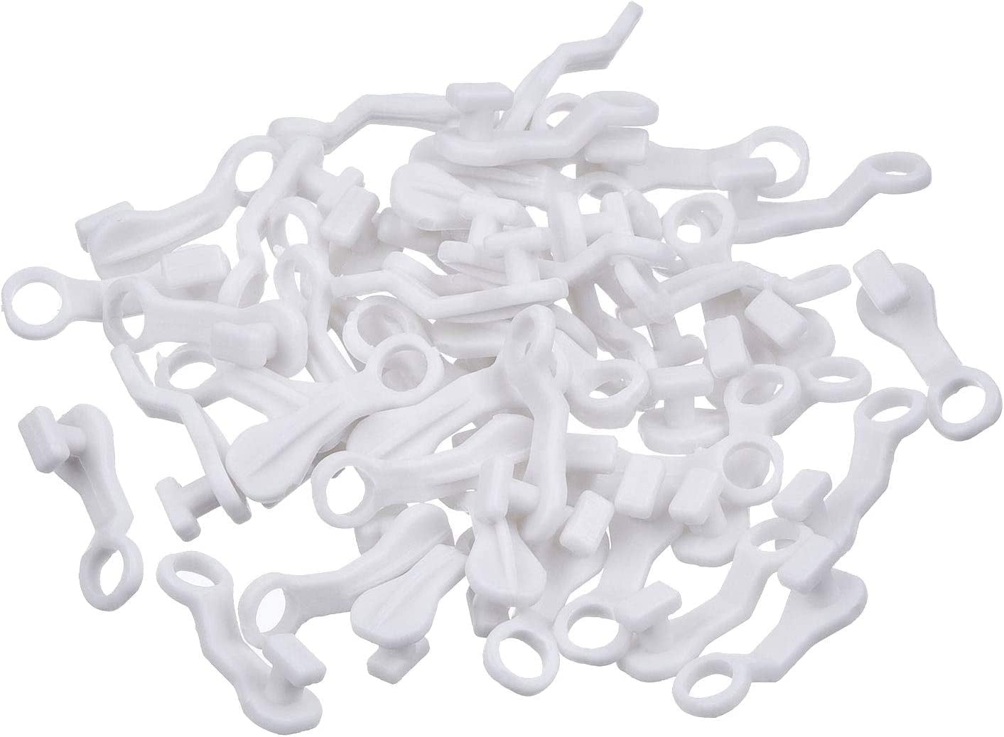 50PCS Curtain Hooks Plastic Glider Hooks for Window Door Curtain, White ...