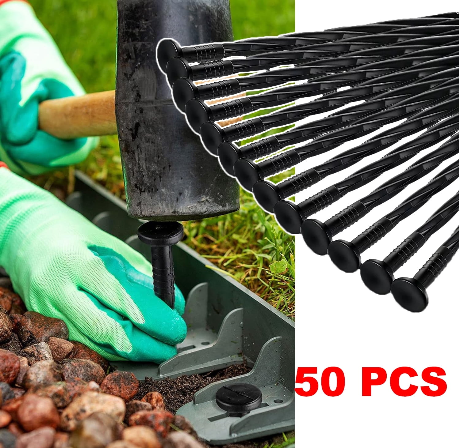 50PCS No Dig Landscape Edging Spikes Edging Stakes Anchoring Garden ...