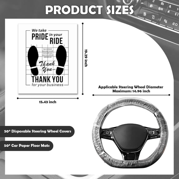 50PCS Disposable Steering Wheel Covers+50PCS Paper Floor Mats for Cars ...