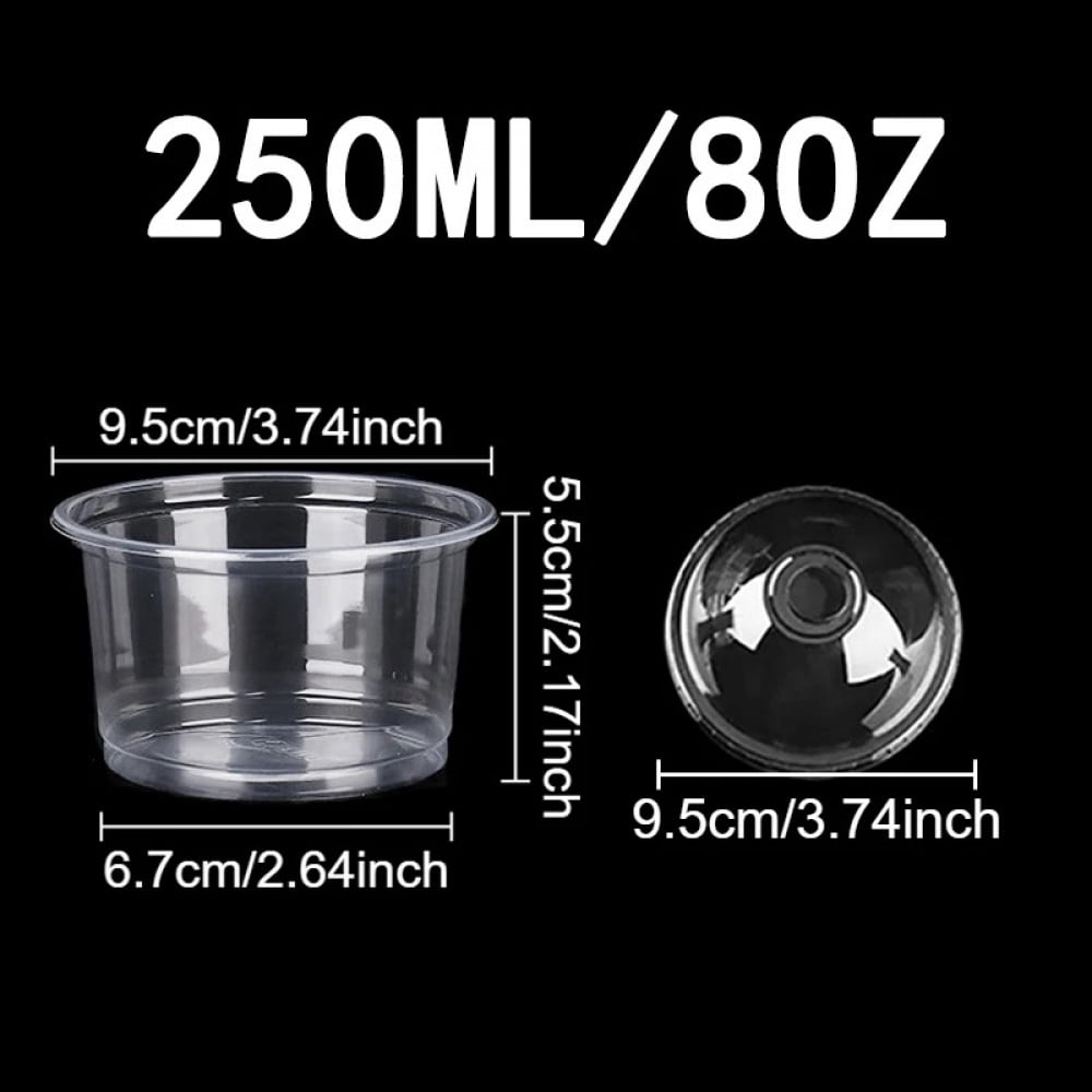 50PCS Disposable Transparent Plastic Cups Dome Flat Lids Milk Tea Cups ...