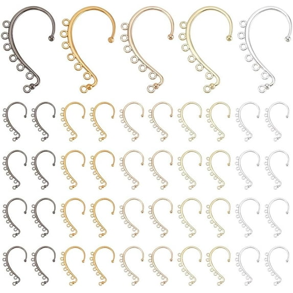 50PCS Ear Cuffs Earrings 5 Colors Alloy No Pierced Ear Clip Wrap Around ...
