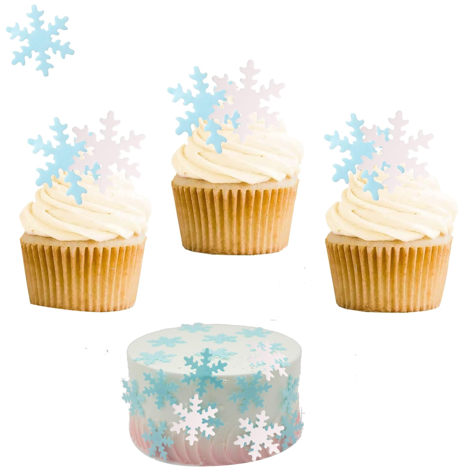 50PCS Edible Snowflakes for Cake Decorating Edible Christmas Cake ...