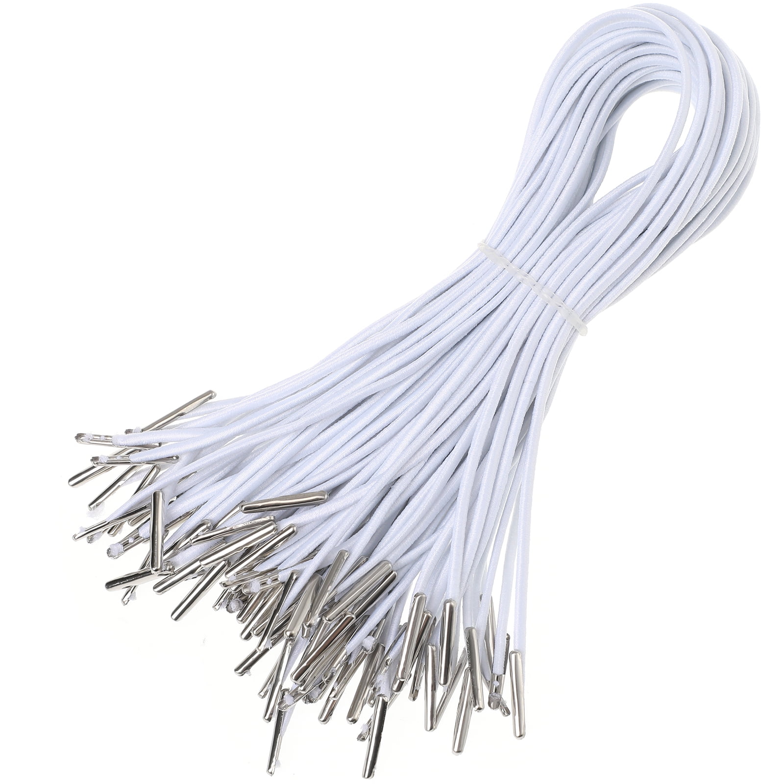 50PCS White Elastic Barbed Cords with Metal Barbs, Stretch Round String ...