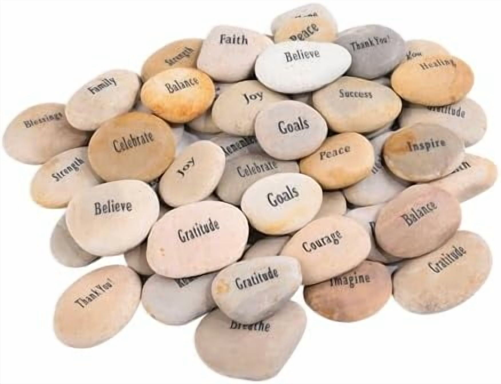 50PCS Engraved Rocks Different Words Inspirational Stones Bulk Faith ...