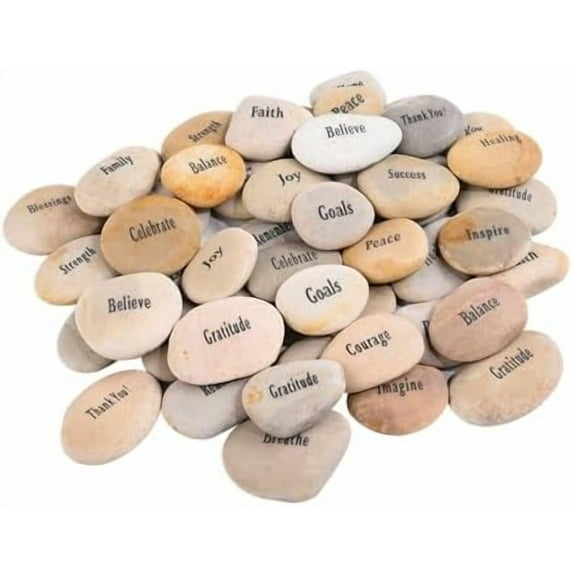 50PCS Engraved Rocks Different Words Inspirational Stones Bulk Faith ...