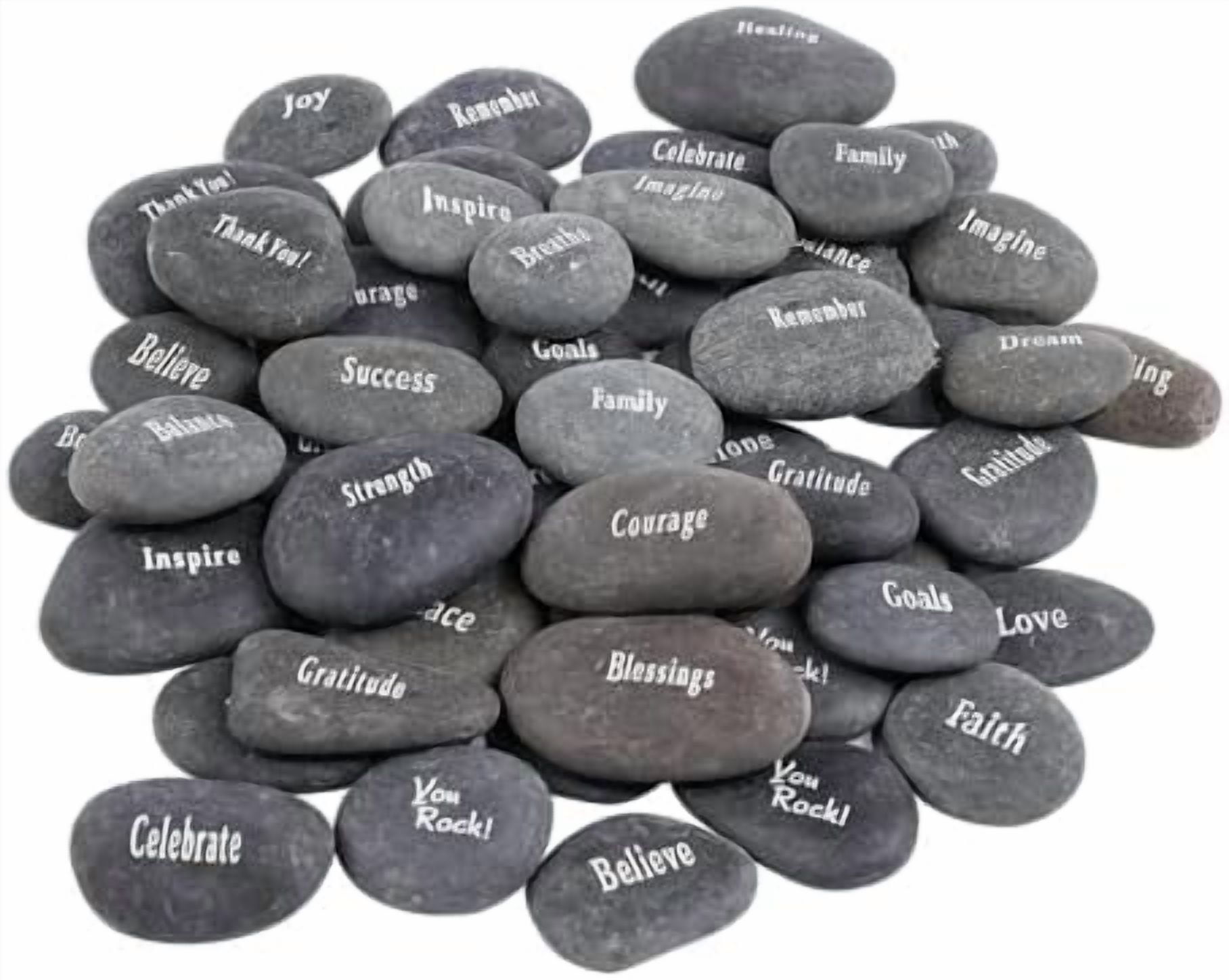 50PCS Engraved Rocks Different Words Inspirational Stones Bulk Faith ...