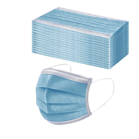 50PCS Face Masks Disposable for Adults, Breathable 3-Ply Solid Mask ...