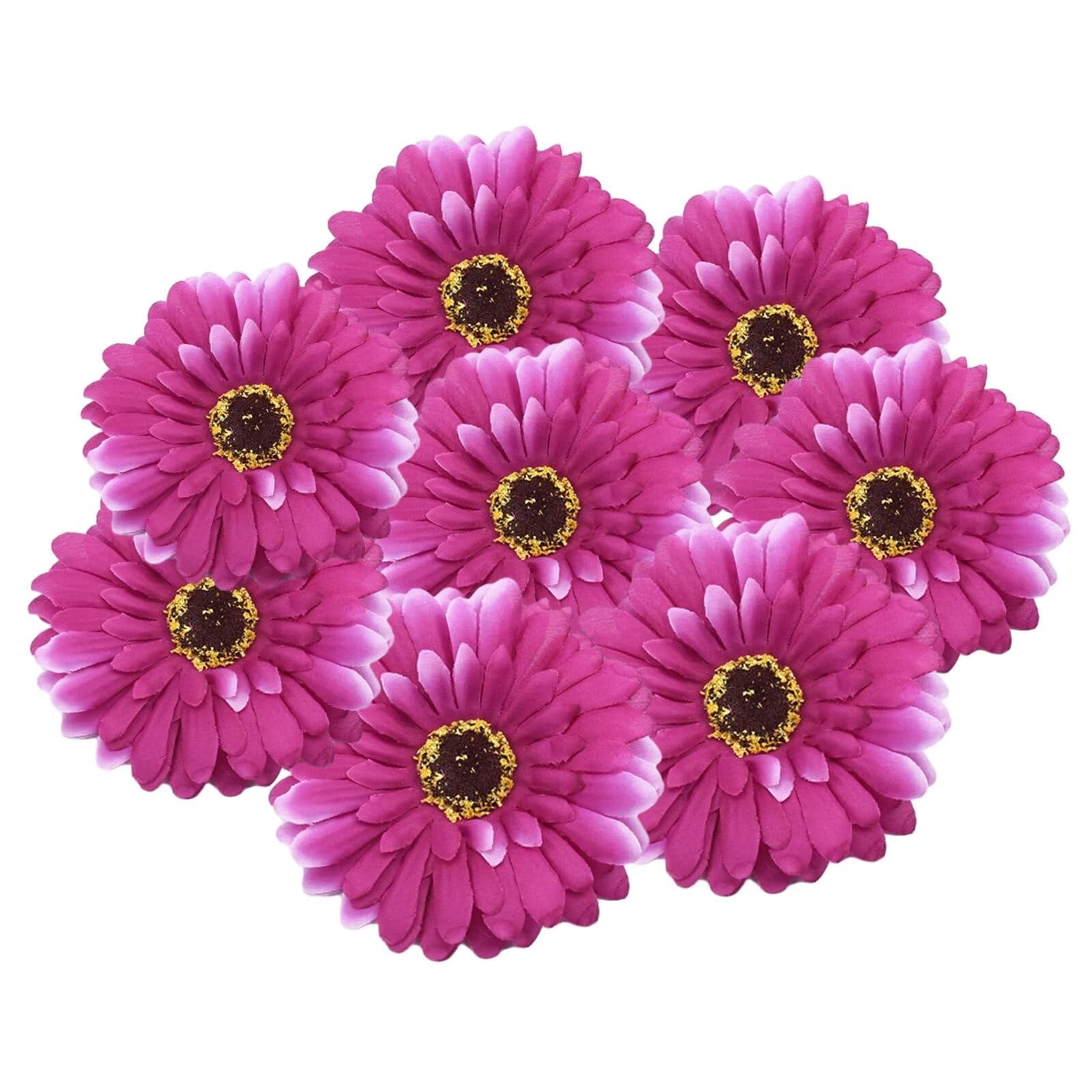 50PCS Fake Flower Heads in Bulk, Artificial Daisy Heads Gerbera Flowers ...