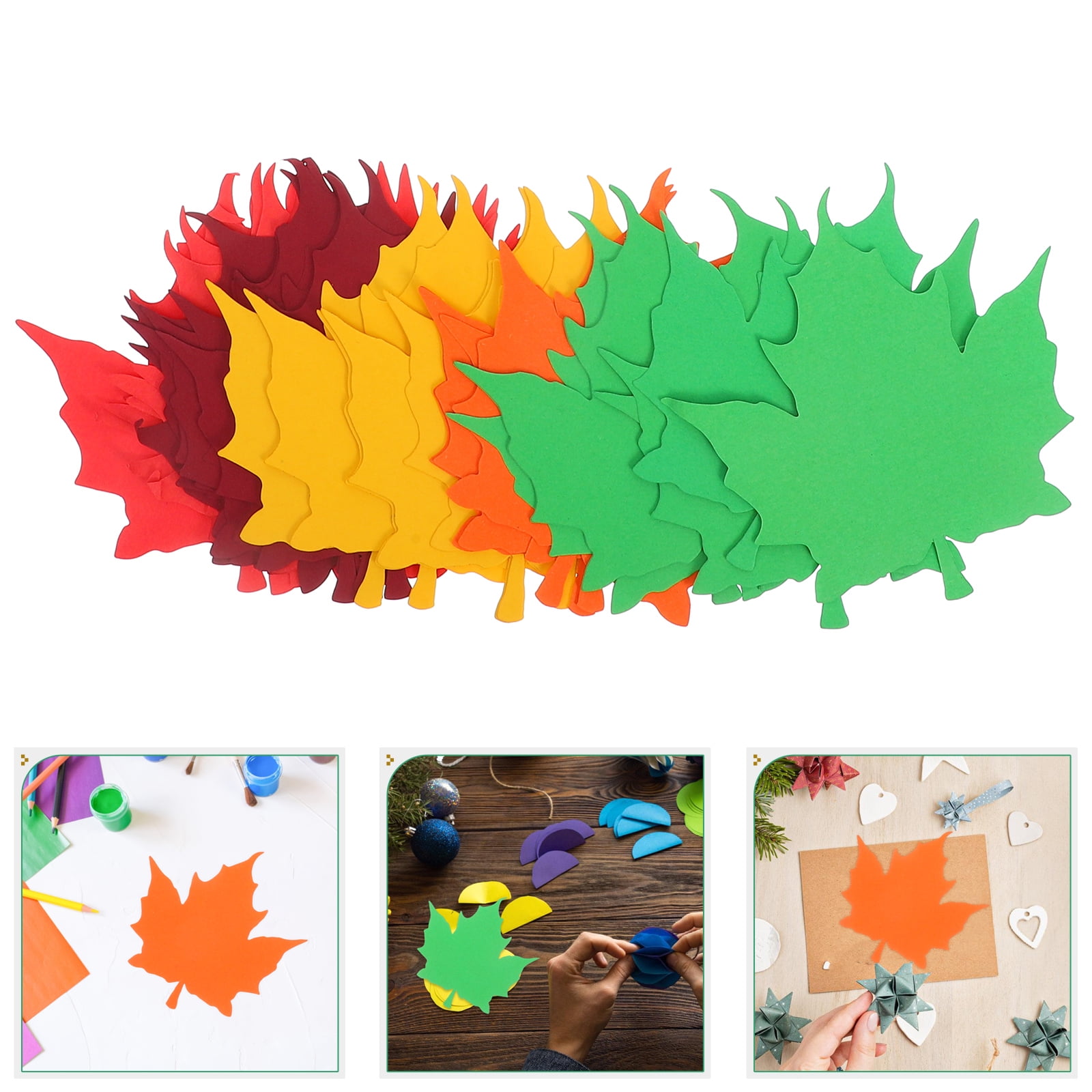 50pcs Autumn Decorative Paper Cutouts Maple Leaves for DIY Crafts and ...