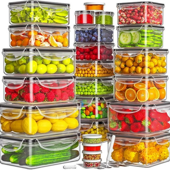 50PCS Food Storage Containers Set(25 Containers+25 Lids) Airtight ...