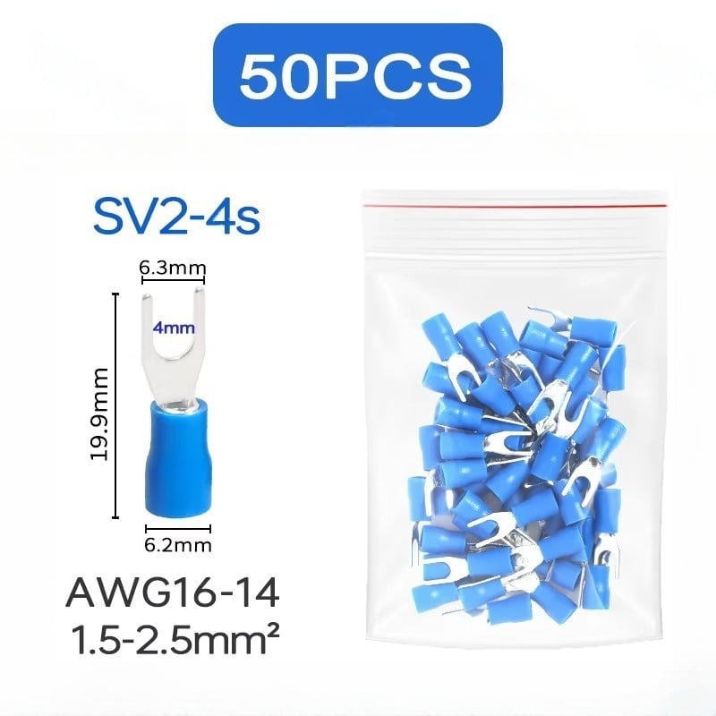 50PCS Fork Crimp Terminal Electrical Wire Connectors Spade Lugs Quick ...
