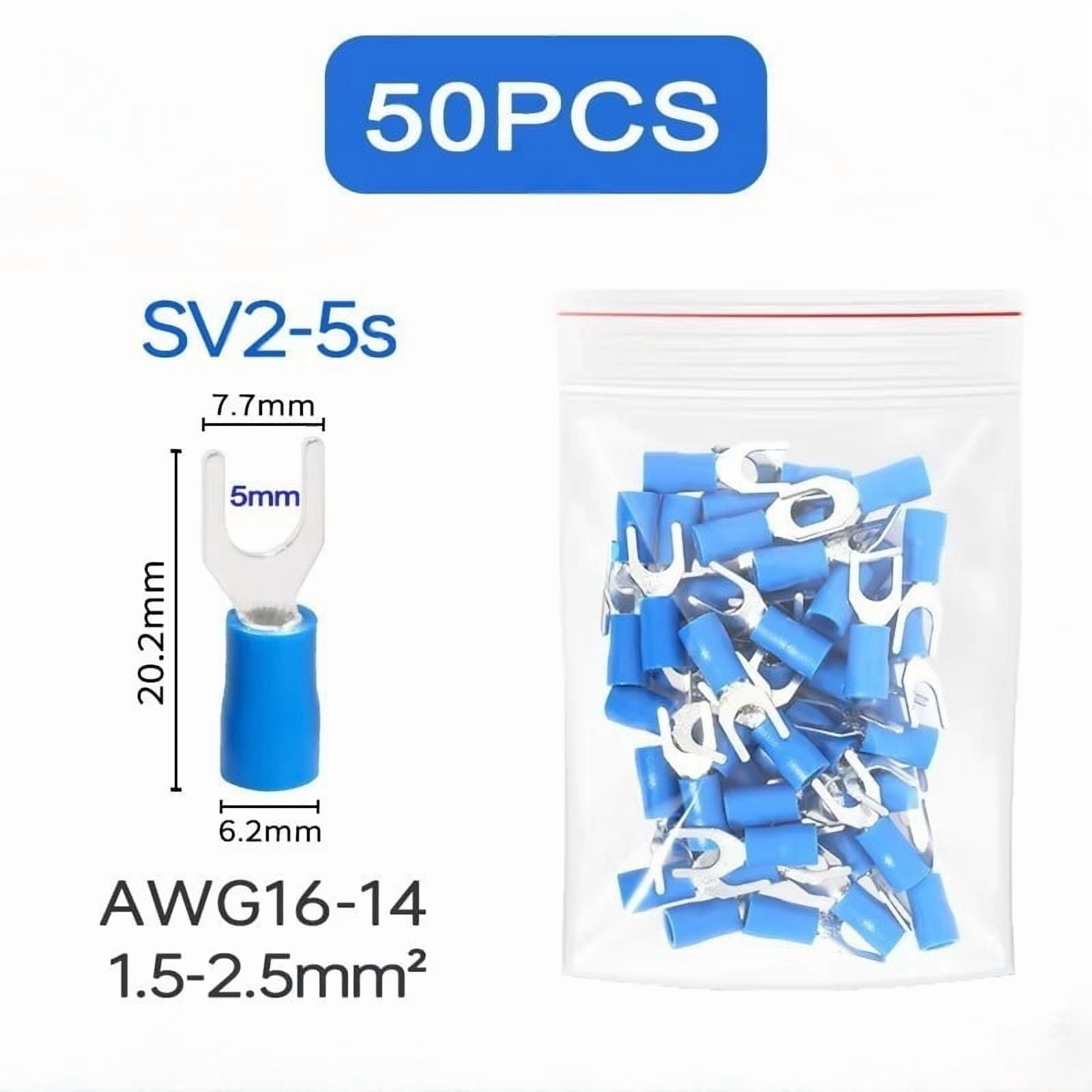 50PCS Fork Crimp Terminal Electrical Wire Connectors Spade Lugs Quick ...