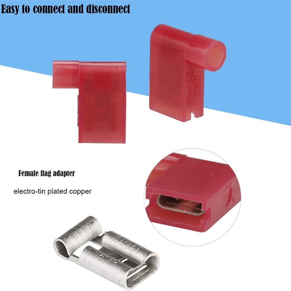 50PCS Fully Insulated 22-16AWG Wire Connectors Crimp Nylon Flag Spade ...