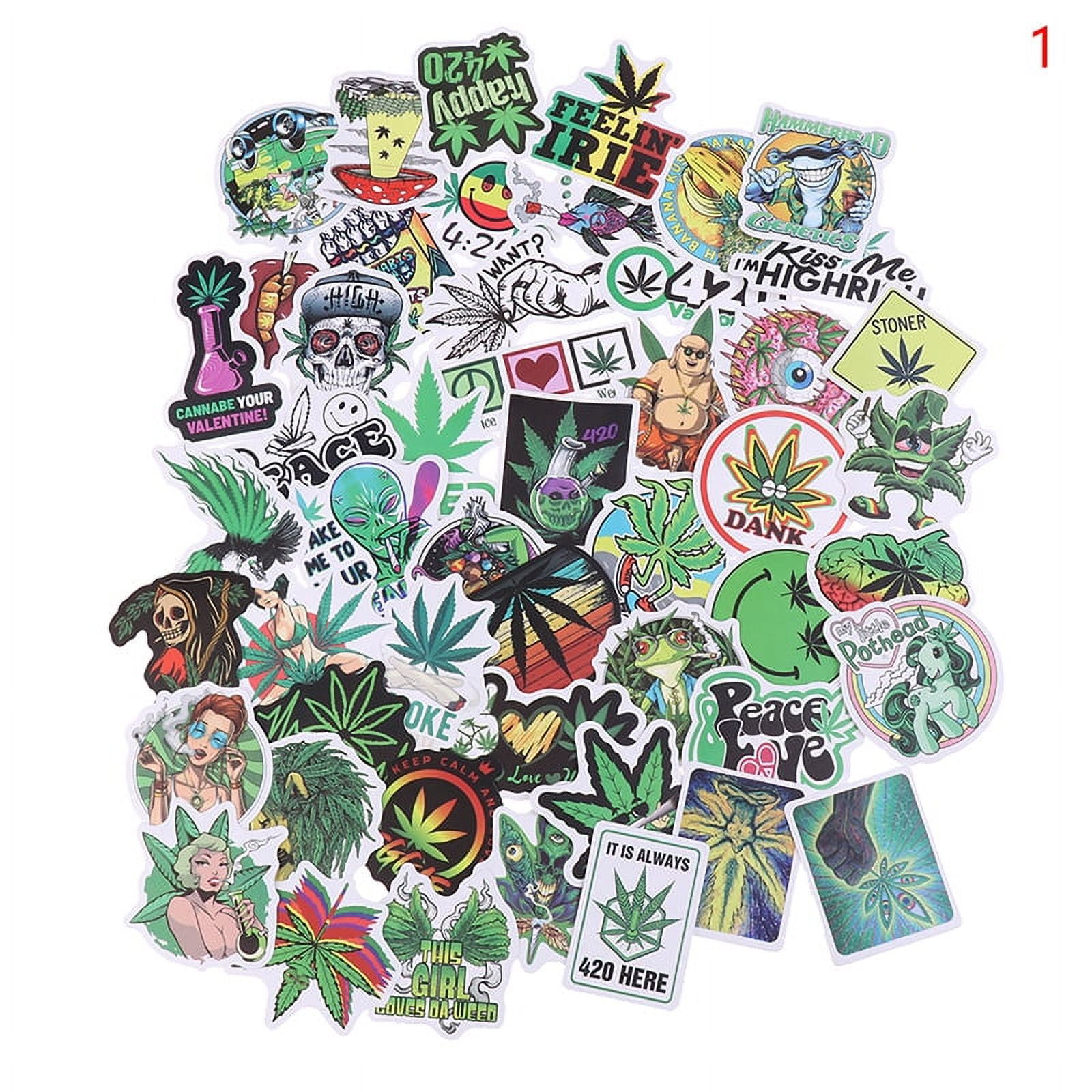 50PCS Funny Characters Leaves Weed Smoking Graffiti Stickers DIY Skateboard Fridge Decal Toys ...