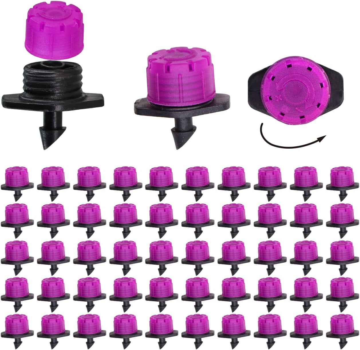 50PCS Garden Drip Irrigation Drippers Sprinklers 360 Degree Adjustable ...