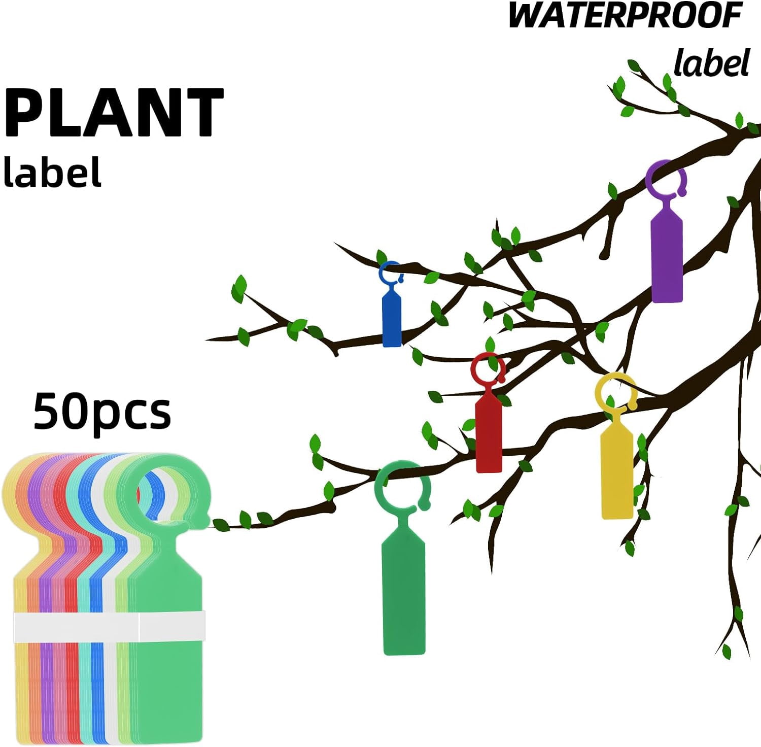 50PCS Garden Ring Label Plastic PlantsTags Nursery Pot Marker Stake ...