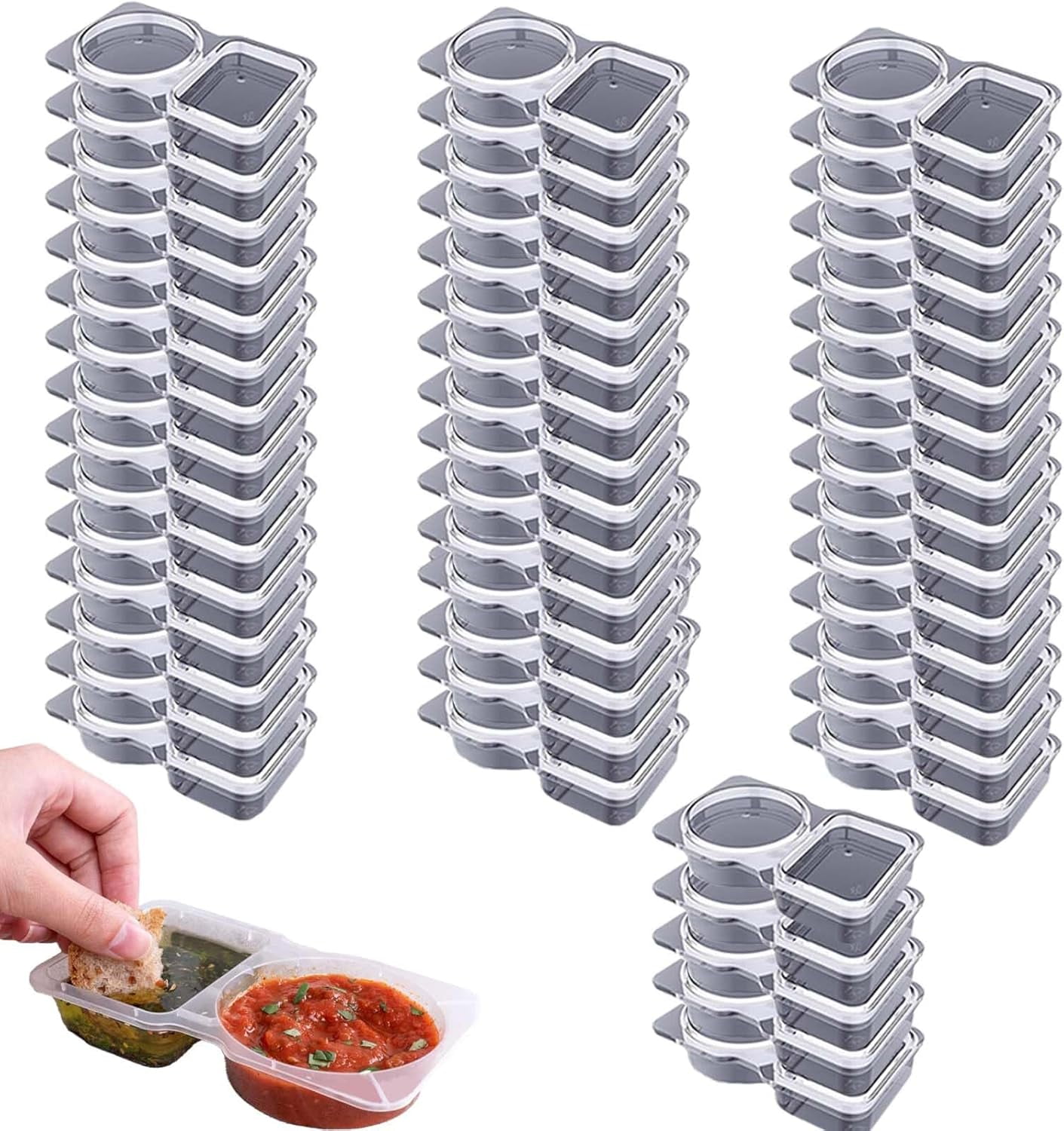 50PCS Grab And Go Snack Containers, Double Compartment Snack Containers ...