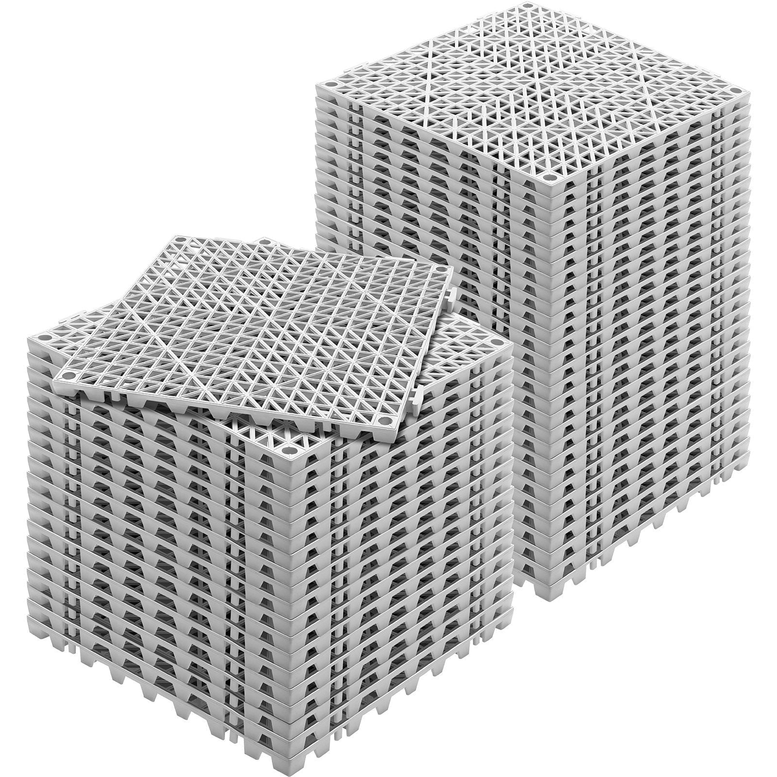 50PCS Gray Interlocking Drainage Tiles, 12"x12" PVC Non-Slip Floor Mat ...