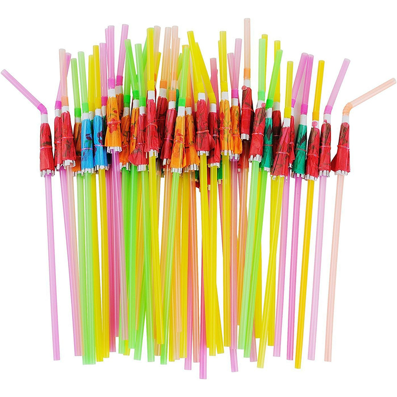 50PCS Hawaiian Party Umbrella Drink Straws Flamingo Juice Cocktail ...