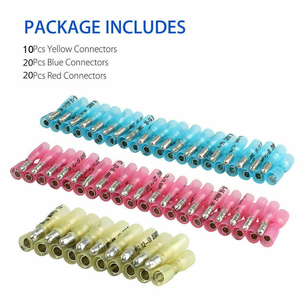 50PCS Heat Shrink Bullet Wire Connectors 22-10AWG Male Female Crimp ...