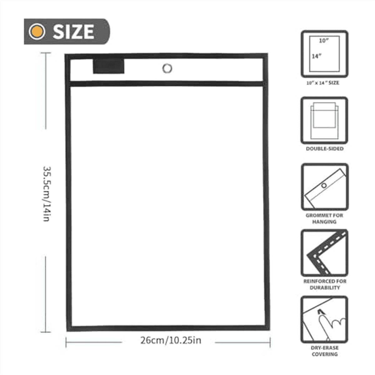50PCS Job Ticket Holders,Dry Erase Pockets,10x14Inch,Black,Reusable ...