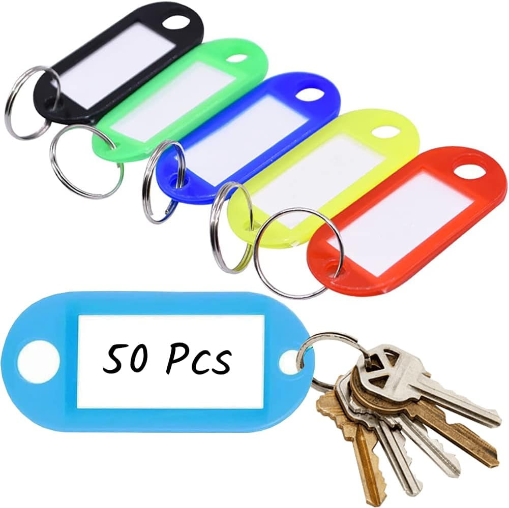 50PCS Key Tags, 5 Colors Key Fobs with Labels - Key Labels Tags with ...