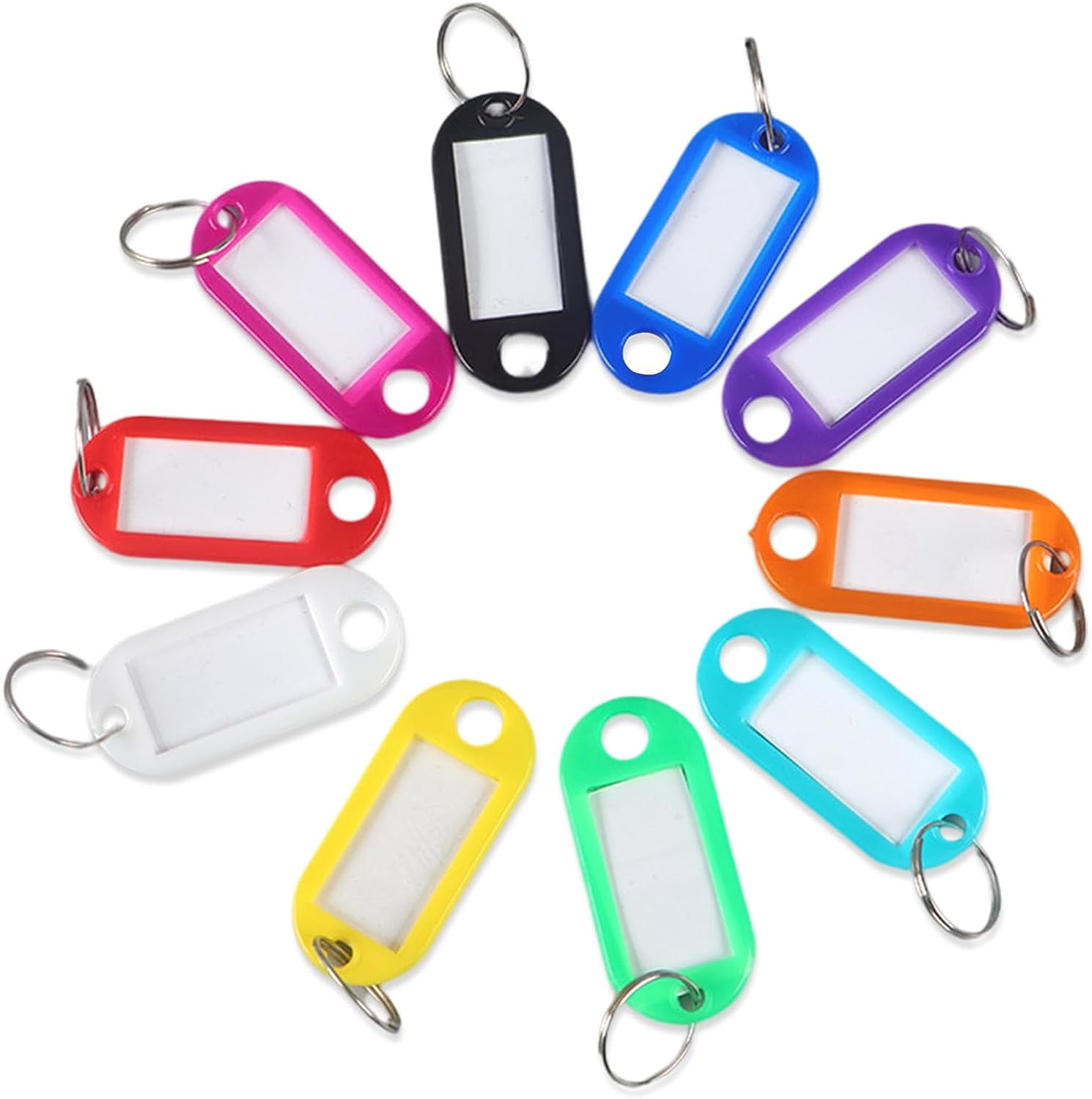 50PCS Key Tags with Labels, 10 Coloured Plastic Key Rings with Tags ...