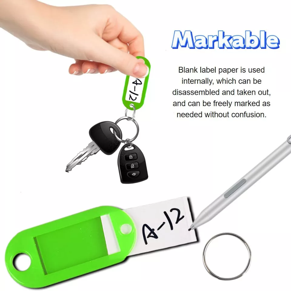 50PCS Key Tags Plastic W/ Split Ring Luggage Fobs ID Card Name Label ...