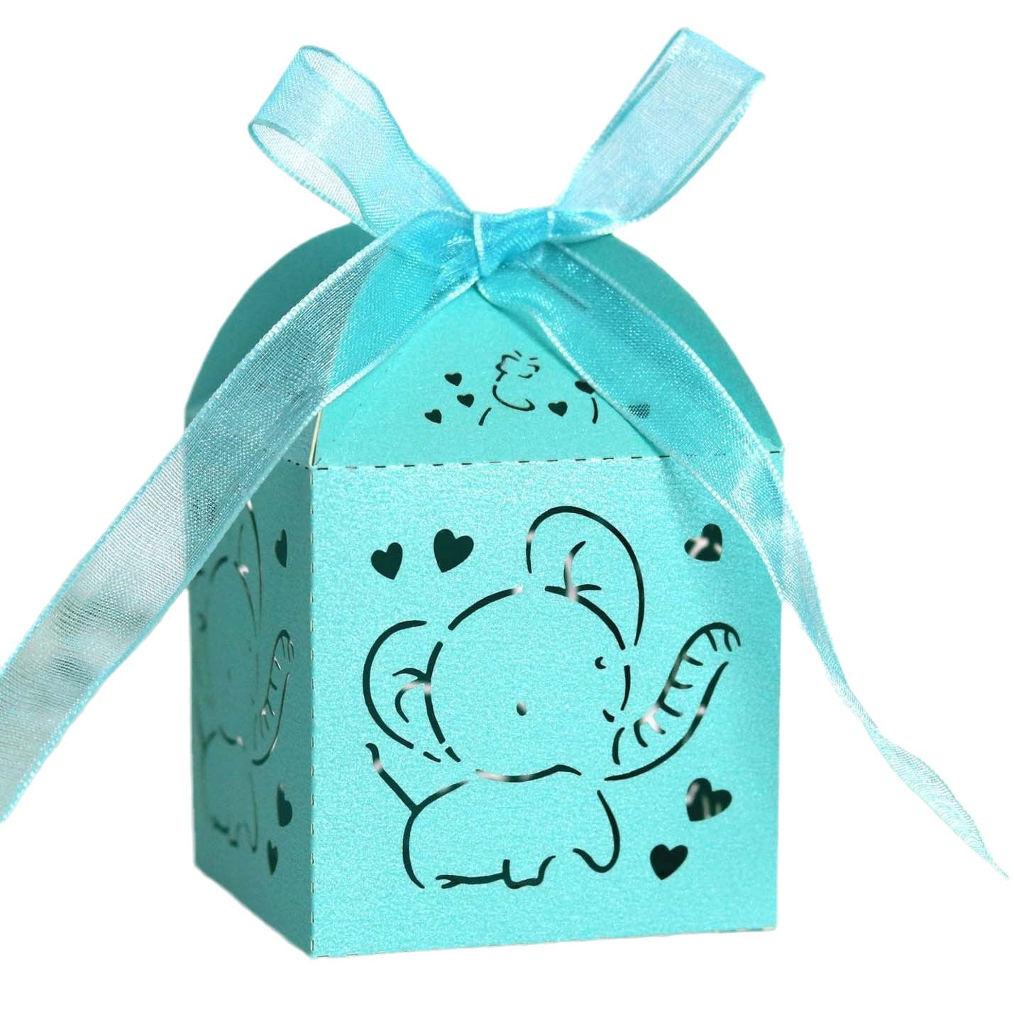 50PCS Laser Hollowed Out Silver Wedding Candy Box With Ribbon Carton ...