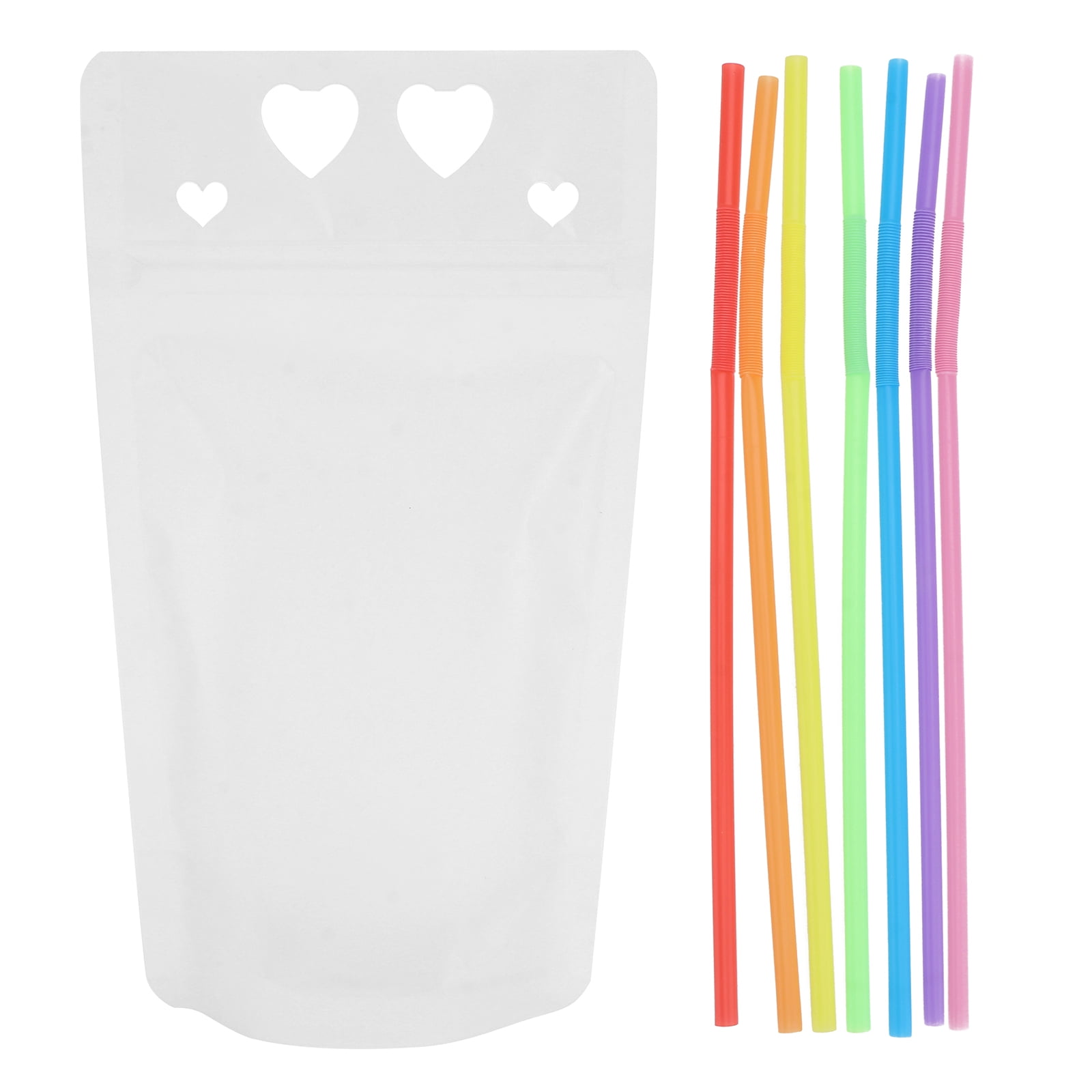 50pcs Love Pattern Clear Drink Pouches Bags Heavy Duty Hand Held
