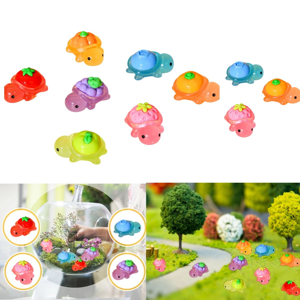 50-Piece Luminous Mini Turtles Resin Figurines with Fruit-Themed ...