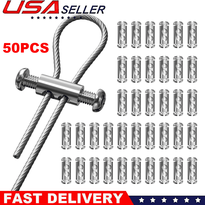 50PCS M4 Stainless Steel Wire Rope Cable Clip Clamp for 1-2.5mm Wire ...