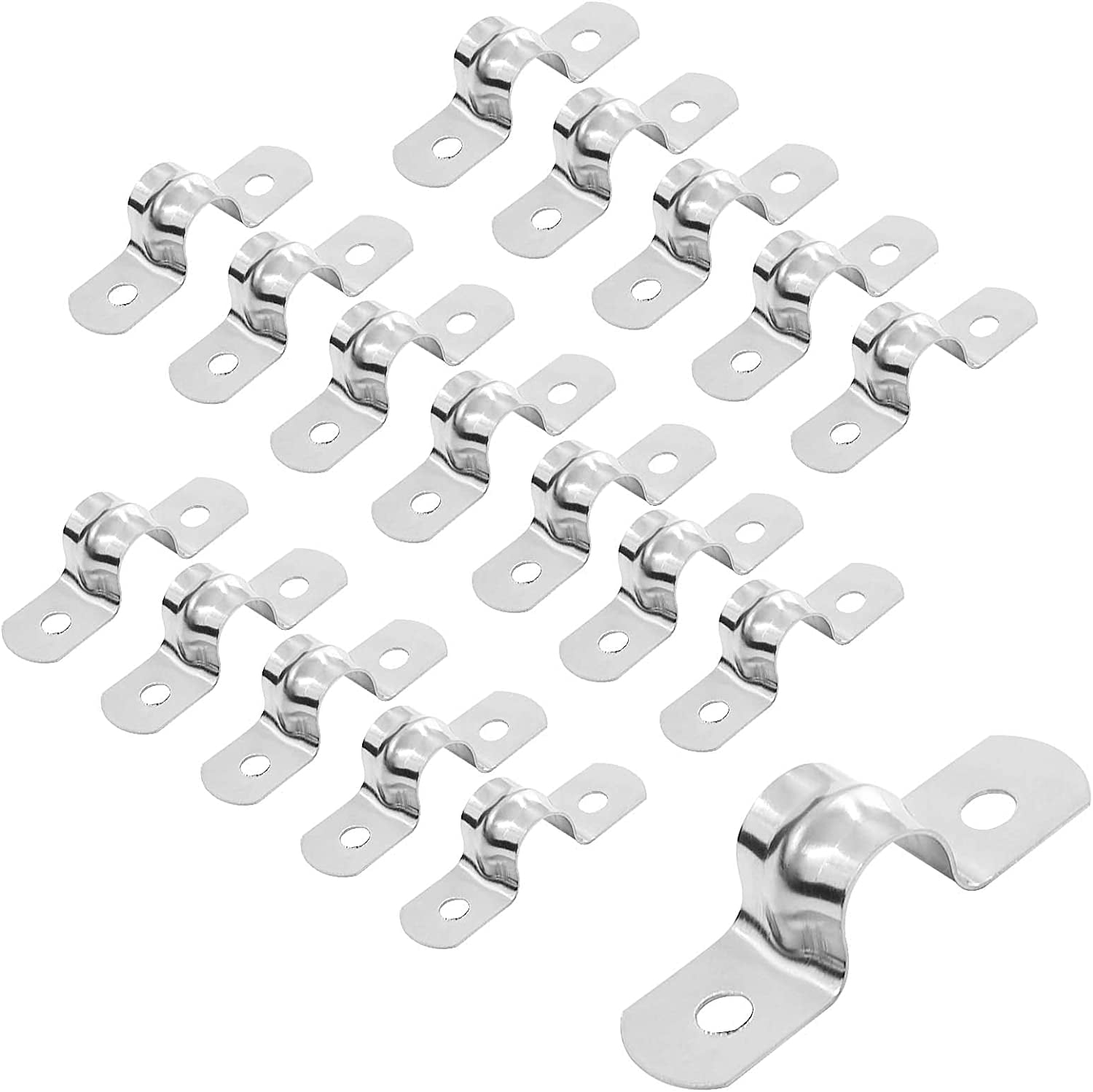 50PCS M5 Stainless Steel Two Hole Strap U Bracket Rigid Pipe Strip ...