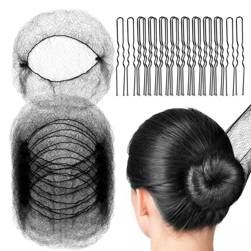 50PCS Mesh Hair Nets and 100PCS U Shaped ,Hair Nets for Food Service ...