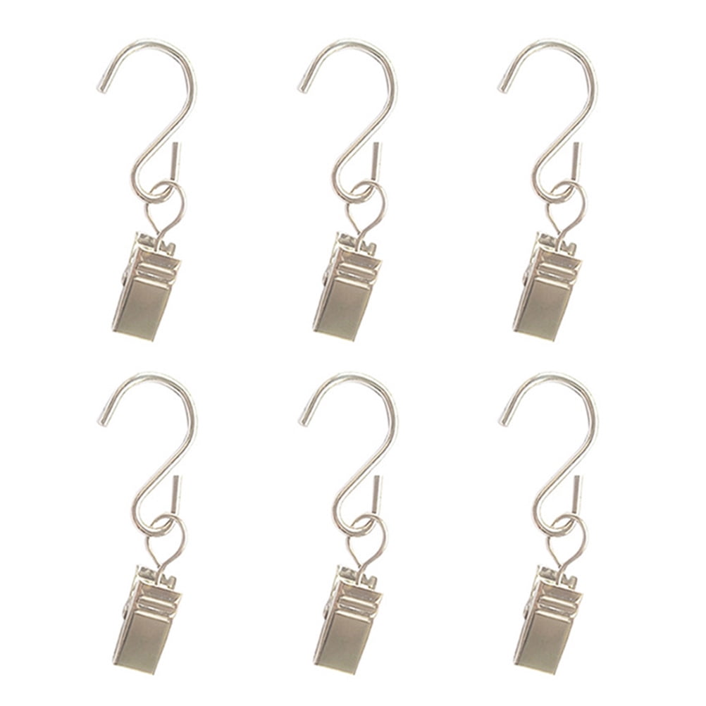 50PCS Metal S Shape Hooks with Clips for Curtain Silver Color 9x2 8x1 ...