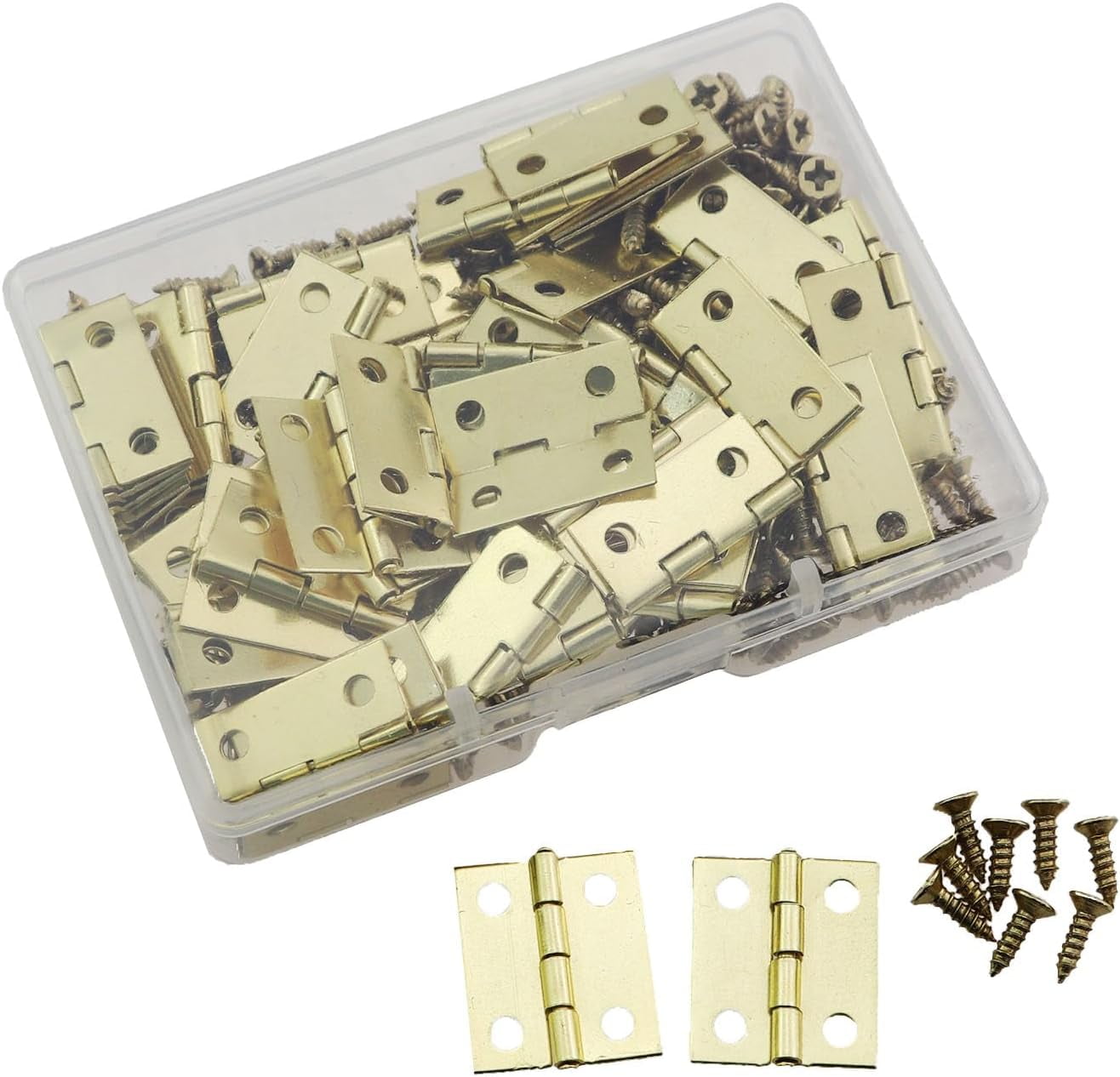 50PCS Metal Right Angle Flat Hinge - 18x16mm Gold for Wooden Jewellery ...