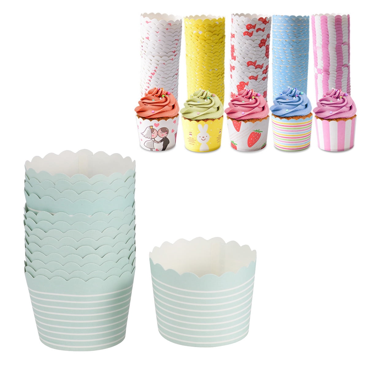 50PCS Mini Cake Paper Cups Disposable Muffin Cups Cupcake Bowls Party ...