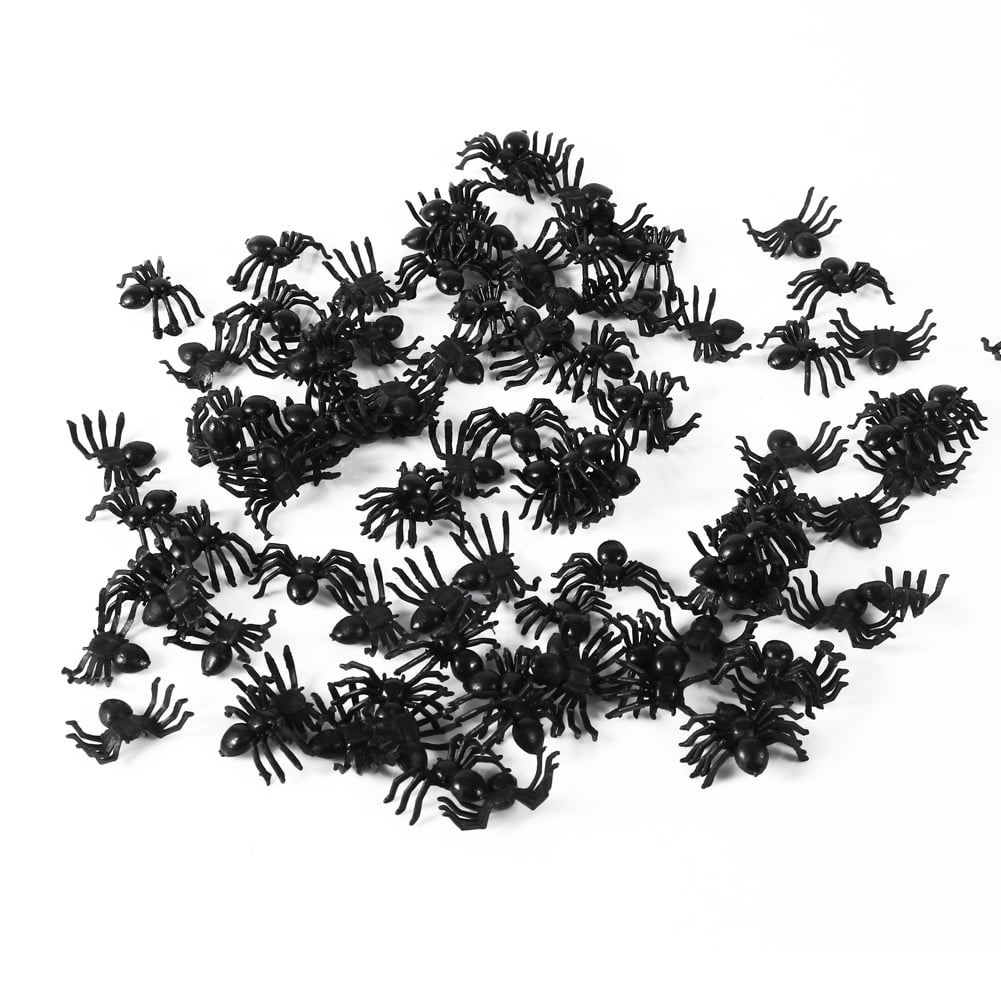 50PCS Mini Fake Spiders Small Black Plastic Spiders Toys for Funny ...