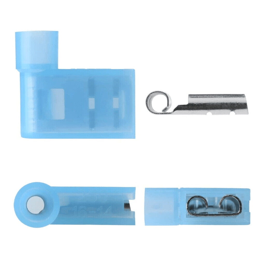 50PCS Nylon Blue Female Flag Terminal Right Angle Electrical Connectors ...