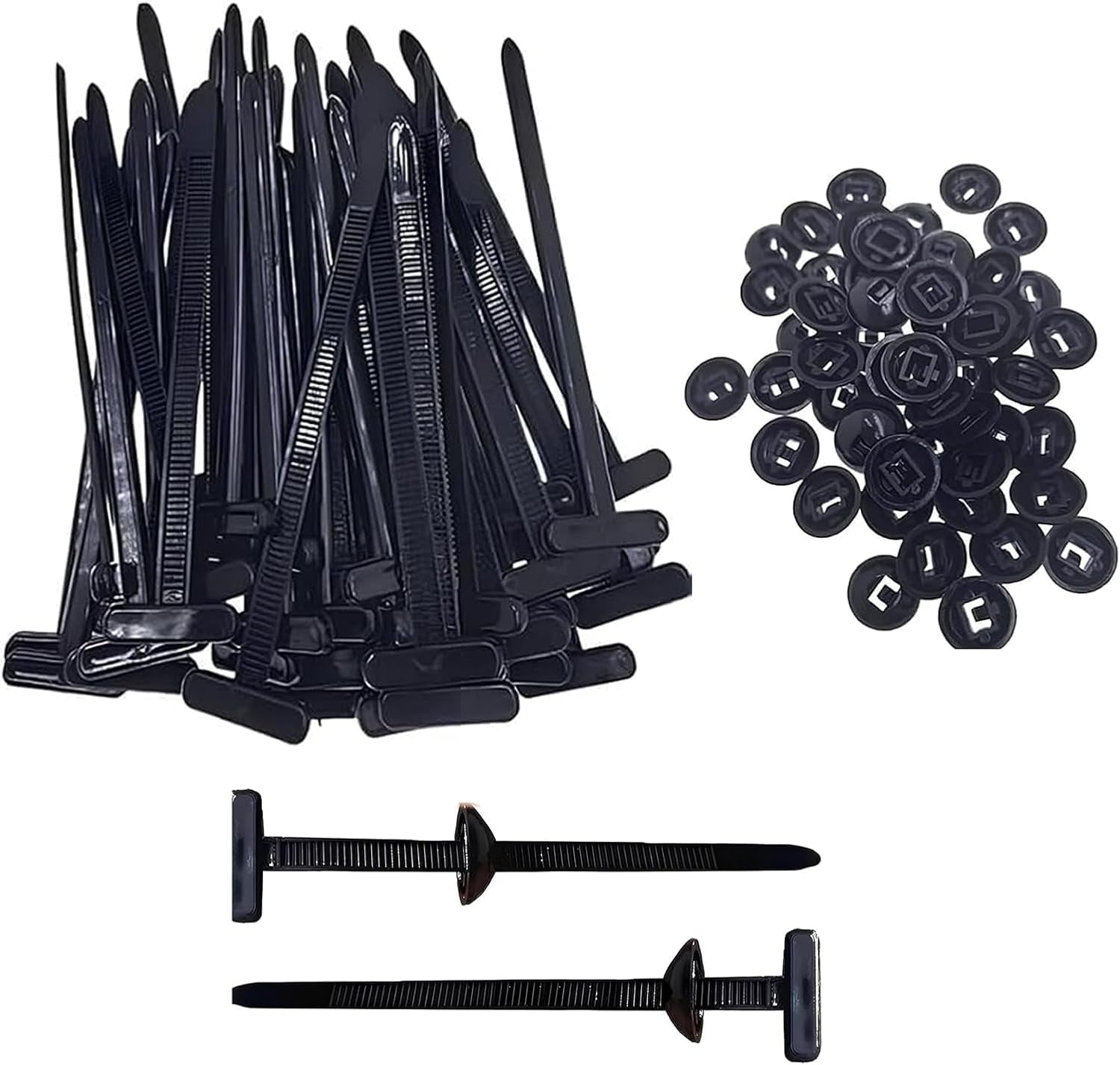 50PCS Nylon Universal Cable Tie Buckle, Heavy Duty Self Locking Nylon Zip Ties, UV-Resistant ...