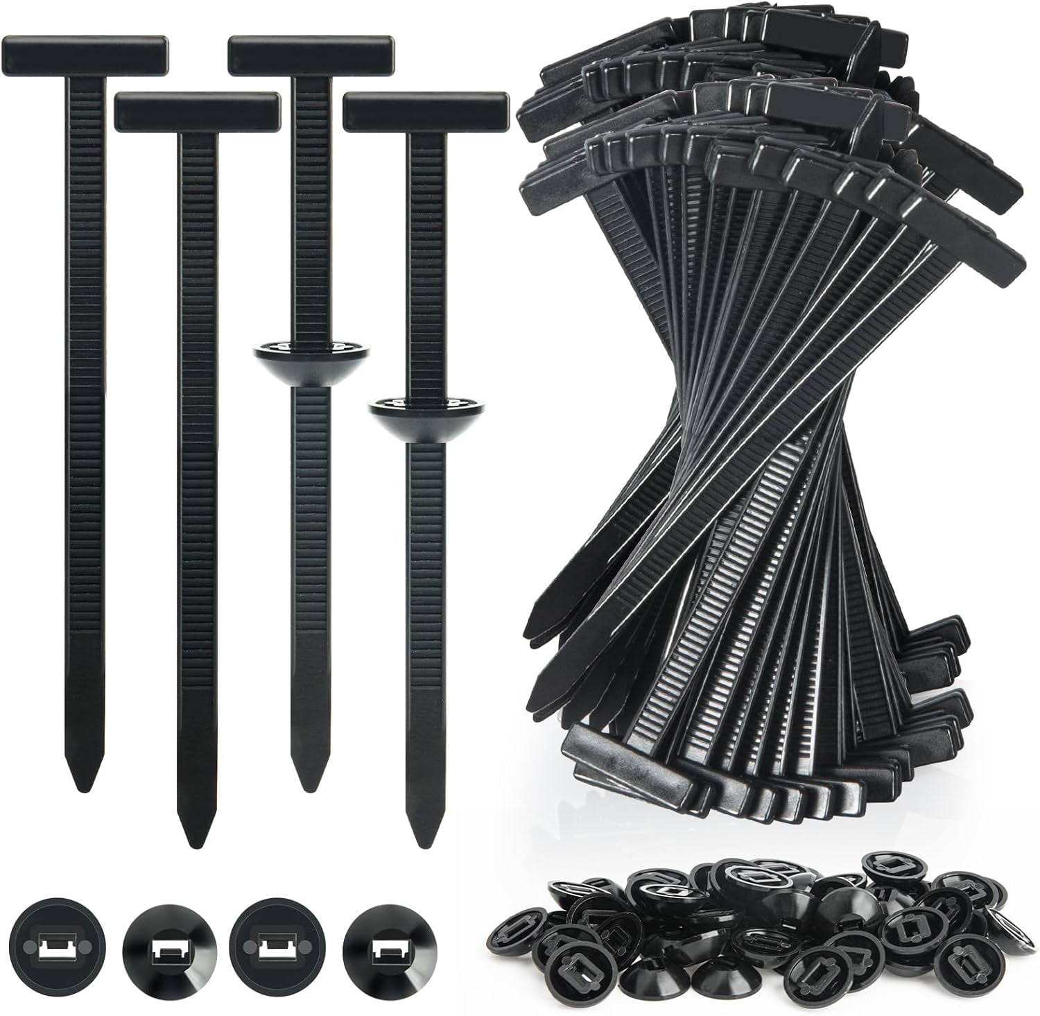 50PCS Nylon Universal Cable Tie Buckle, Self-Locking Retainer Fasteners ...