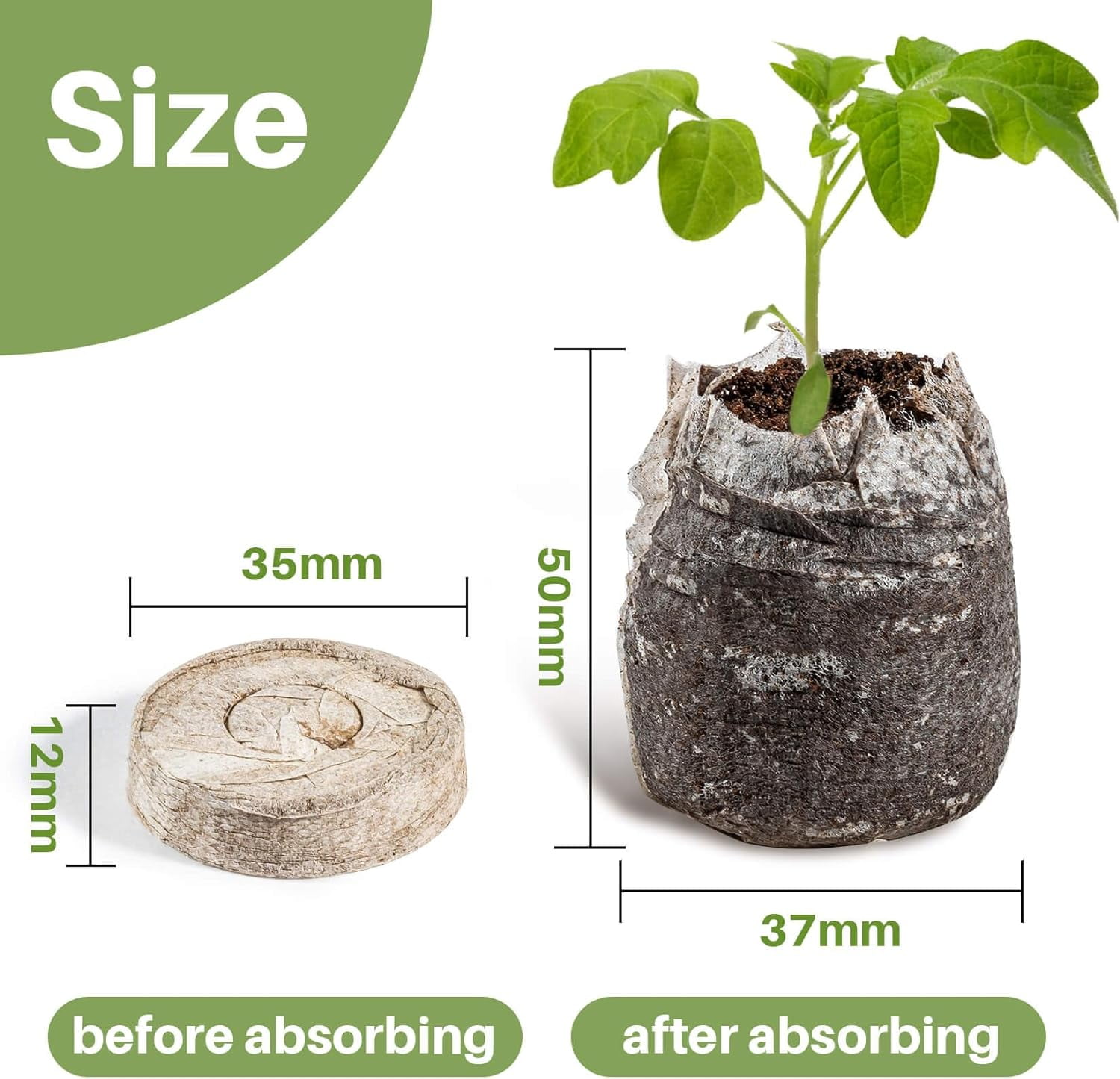 50PCS Peat Pellets for Seedlings - 35MM Seed Starter Pellets Peat Pods ...