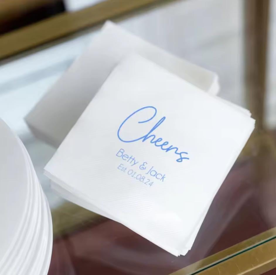 50PCS Personalized Napkins custom Wedding Cocktail Paper Anniversary ...