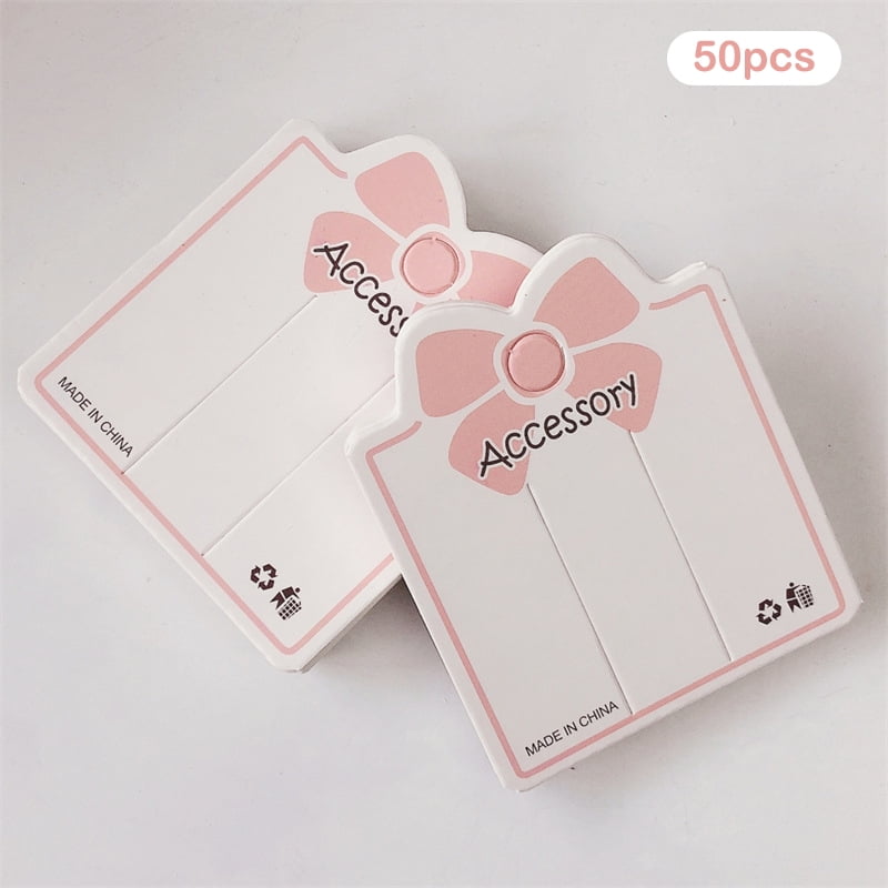 50PCS Pink Bowknot 2 Pores Display Paper Card Tag For Bracelet Jewelry ...