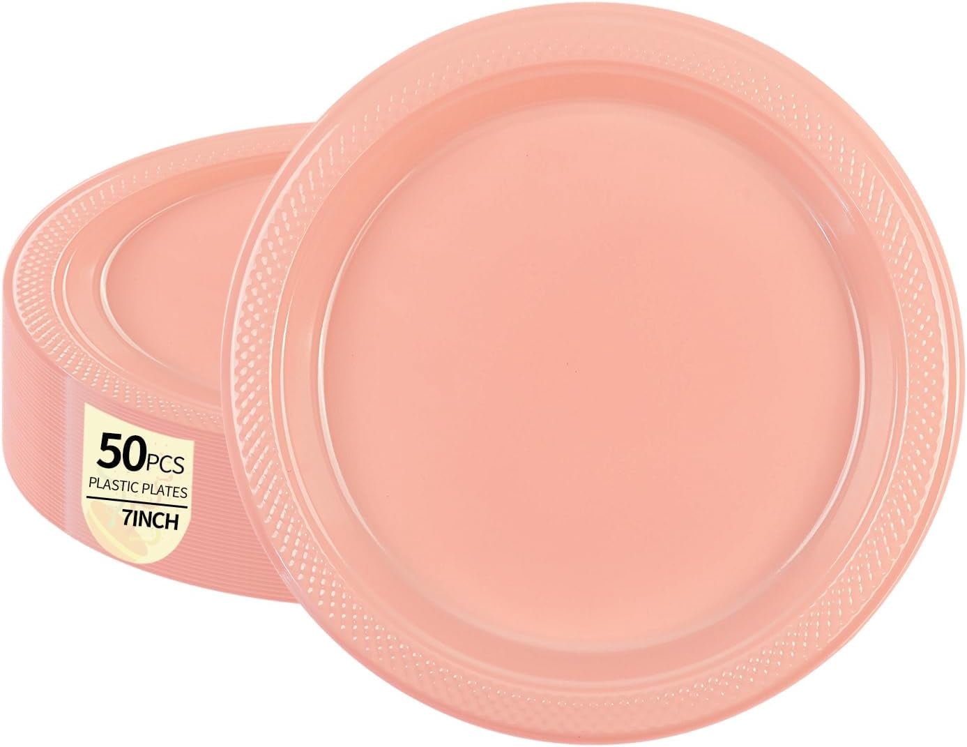 50PCS Pink Plastic Plates, 7 Inch Disposable Dessert Plates Party ...