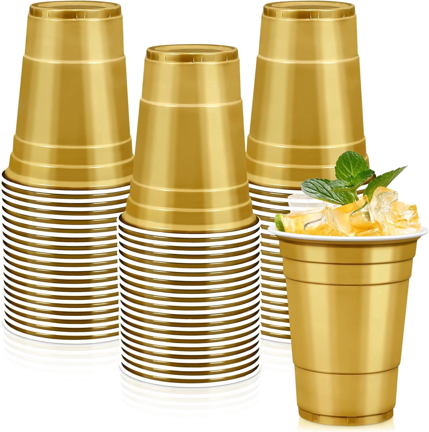 50PCS Plastic Cups, 16 oz Disposable Cups, Drinking Cups For Birthday ...