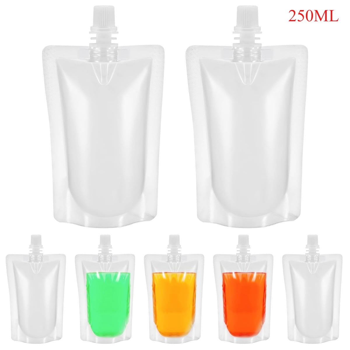50PCS Plastic Drinking Pouch, 200ML Plastic Flasks, Drink Bag with ...
