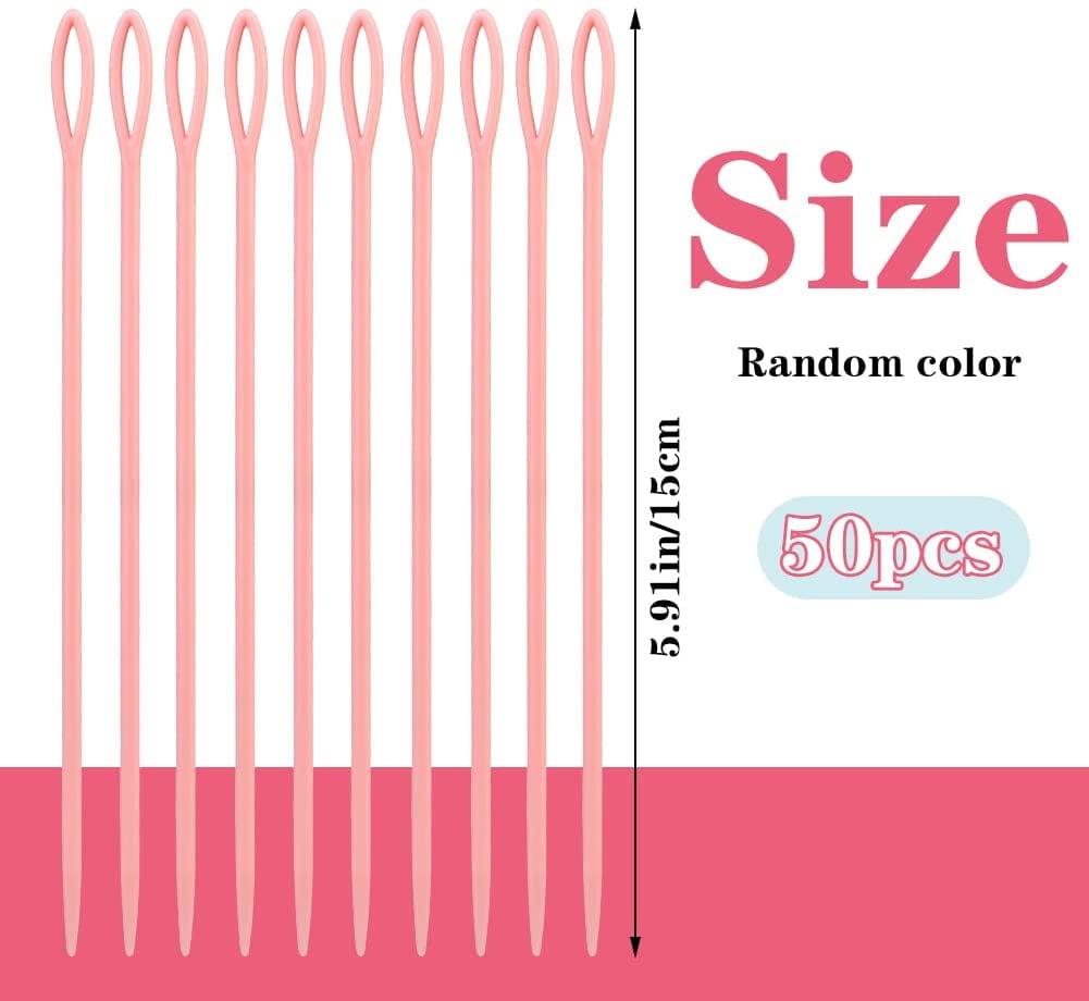 50PCS Plastic Sewing Needles, Large Eye Plastic Yarn Needles for Kids ...